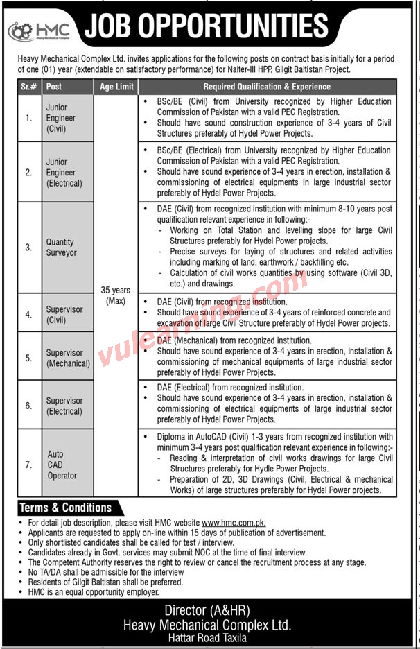 Heavy Mechanical Complex Ltd HMC Taxila Jobs 2021 for Junior Engineers ...
