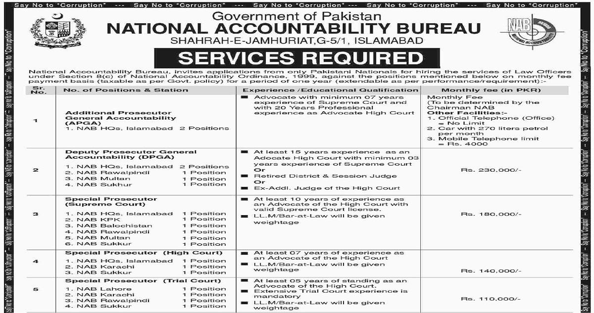 NAB Jobs 2025 National Accountabilty Bureau Jobs in NAB Latest