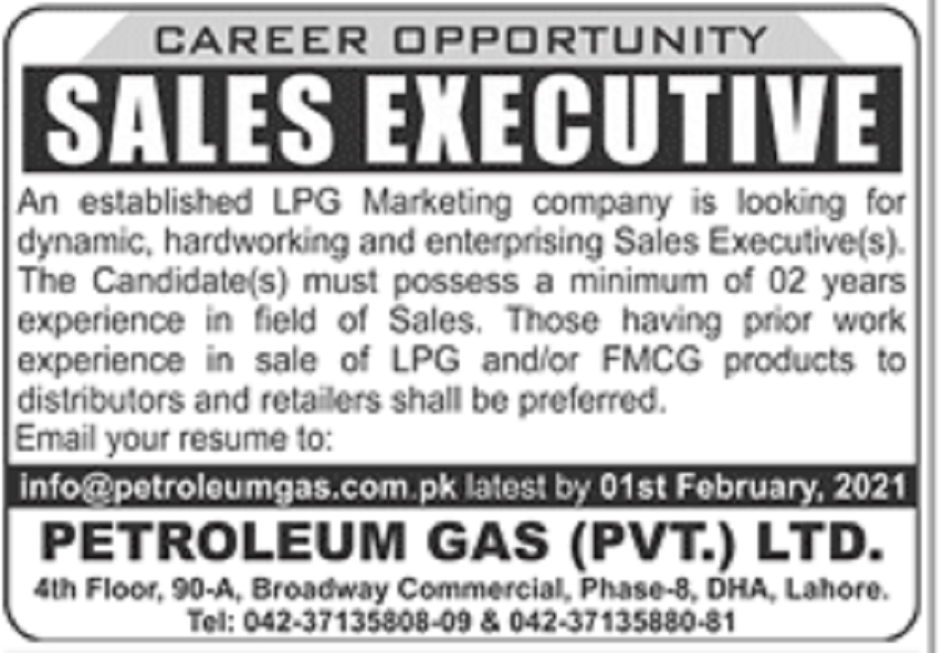 LPG Marketing Company Jobs 2021 for Sales Executives Petroleum Gas Pvt ...