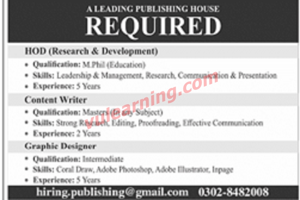 Leading Publishing Organization Jobs 2021 for Content Writer, Graphic ...