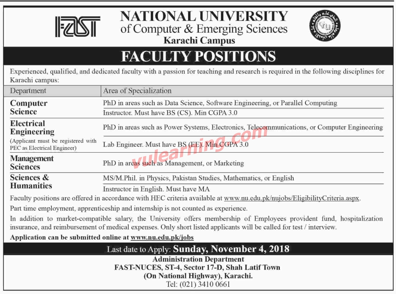 FAST-NUCES Jobs 2018 for Teaching Faculty National University of ...