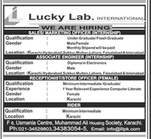 Lucky Lab International Jobs 2019 for Karachi Vacancies Advertisement ...