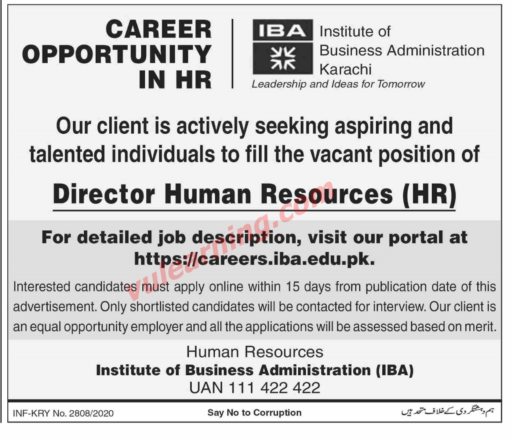 Advertisement of Institute of Business Administration (IBA) Karachi ...